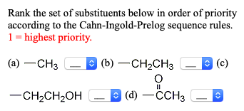 Solved Rank the set of substituents below in order of | Chegg.com