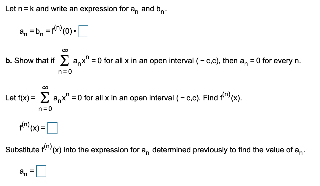 Solved Consider two power series Eanx" and a byx" that are | Chegg.com