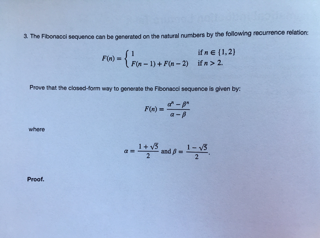 Solved 3. The Fibonacci sequence can be generated on the | Chegg.com