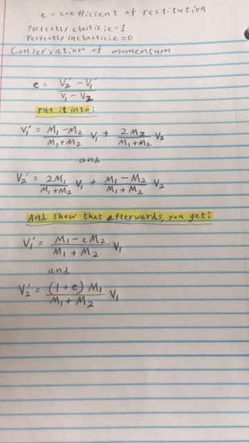 Solved e coefficient of restitution Perfectly clasticie 1 | Chegg.com
