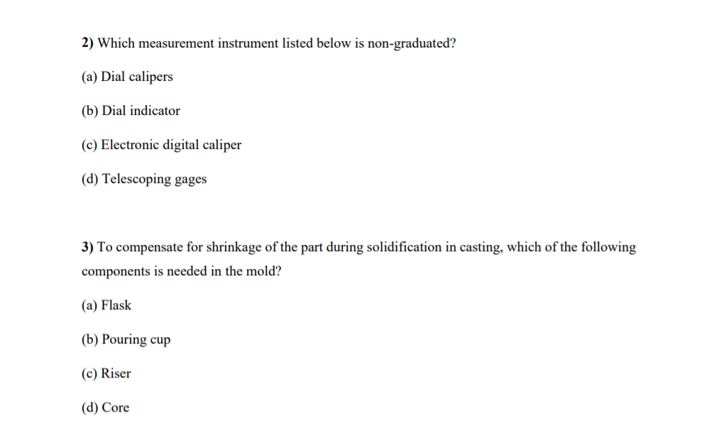 Solved 2) Which measurement instrument listed below is | Chegg.com