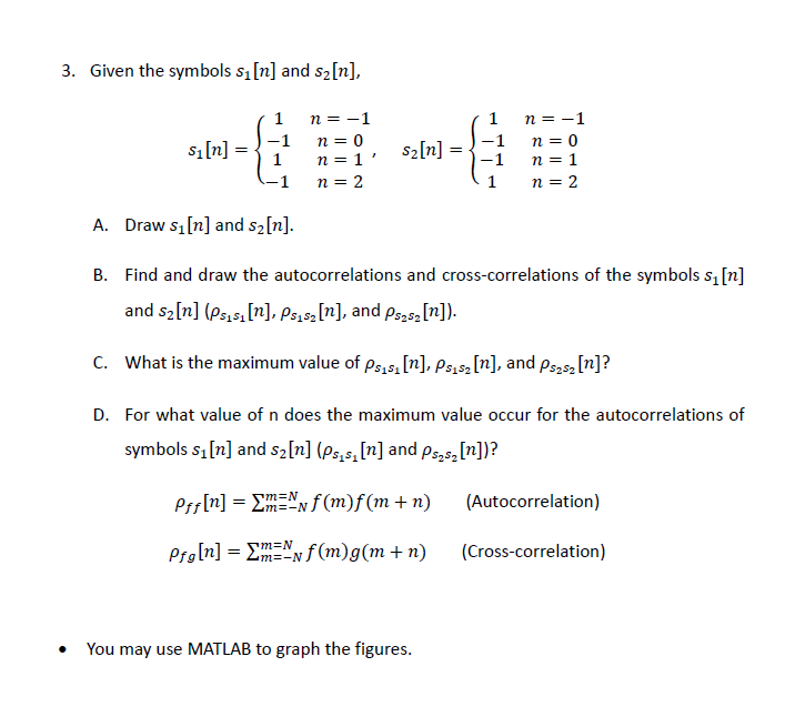 Solved 3.Given the symbols 𝑠1[𝑛]and | Chegg.com