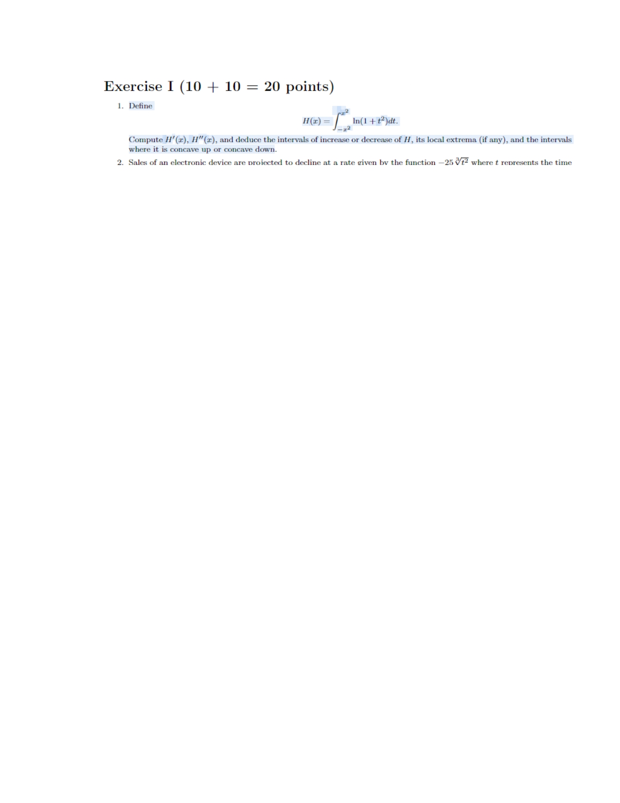 Solved xercise I (10+10=20 points ) 1. Define | Chegg.com