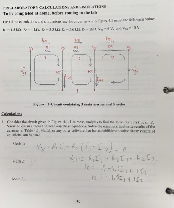Solved PRE-LABORATORY CALCULATIONS AND SIMULATIONS To be | Chegg.com