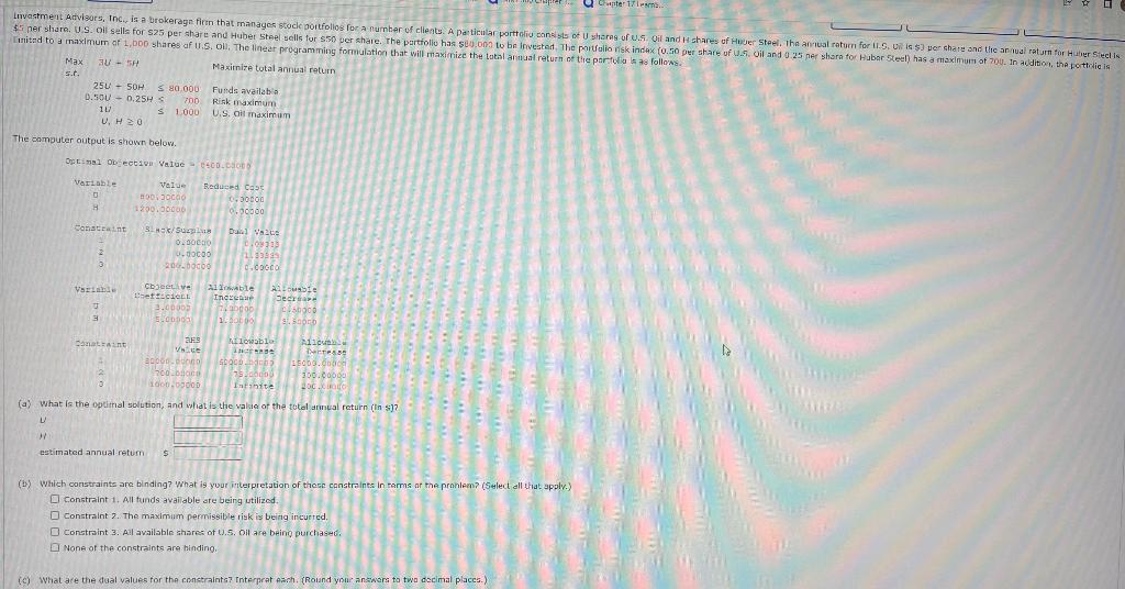 Solved B Which Constraints Are Binding What Is Your 