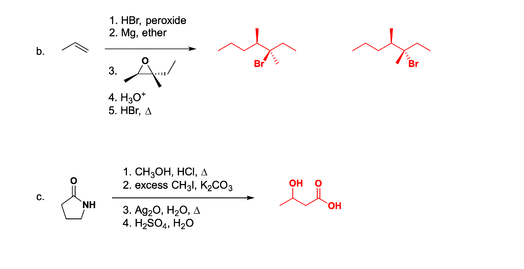 Solved 1. HBr, peroxide 2. Mg, ether b. Br Br 3. Å 4. H30* | Chegg.com