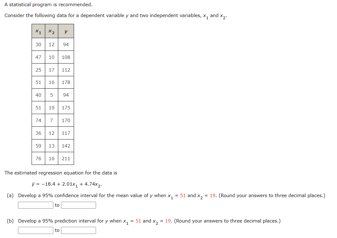 Solved A statistical program is recommended. Consider the | Chegg.com