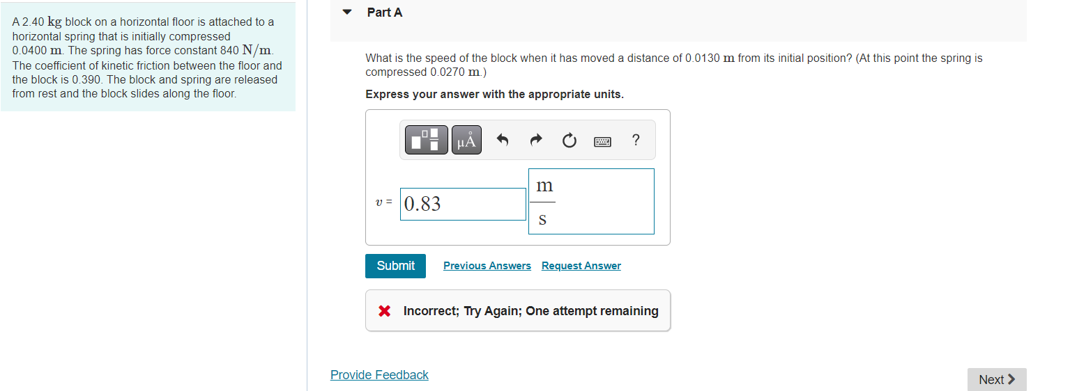 Solved A 2.40 kg block on a horizontal floor is attached to | Chegg.com