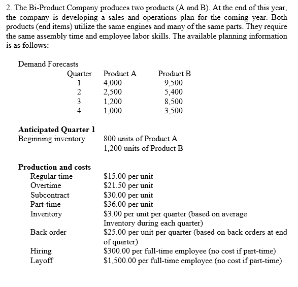 Solved 2. ﻿The Bi-Product Company produces two products (A | Chegg.com