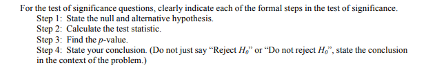 Solved For the test of significance questions, clearly | Chegg.com