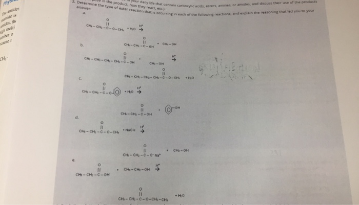 Solved Determine the type of esters reaction that is | Chegg.com