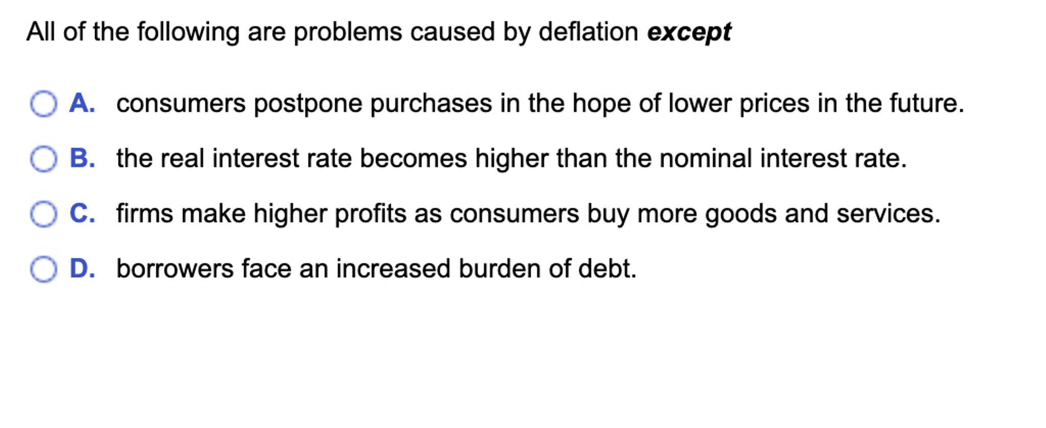 Solved All of the following are problems caused by deflation | Chegg.com
