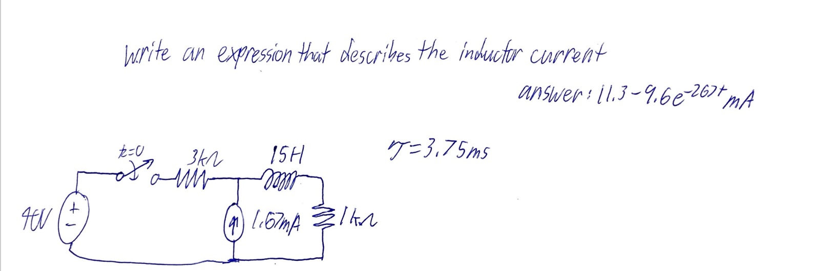 Solved write an expression that describes the inductor | Chegg.com