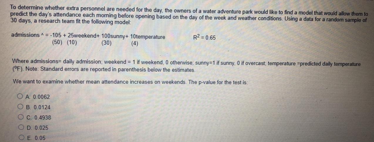 Solved To determine whether extra personnel are needed for | Chegg.com