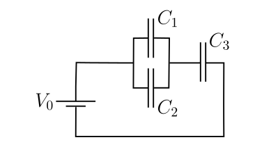 Solved (13\%) Problem 4: Three capacitors and a battery are | Chegg.com