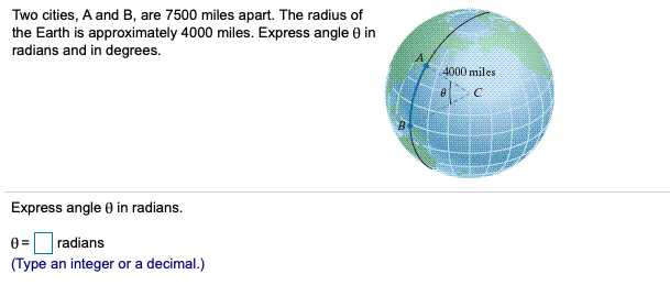 Solved Two cities, A and B, are 7500 miles apart. The radius | Chegg.com