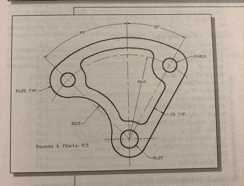 Solved Create the autocad drawing using trim and tangent | Chegg.com