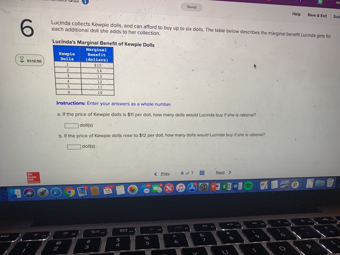 Solved Saved Help Save & Exit Sub Lucinda collects Kewpie | Chegg.com