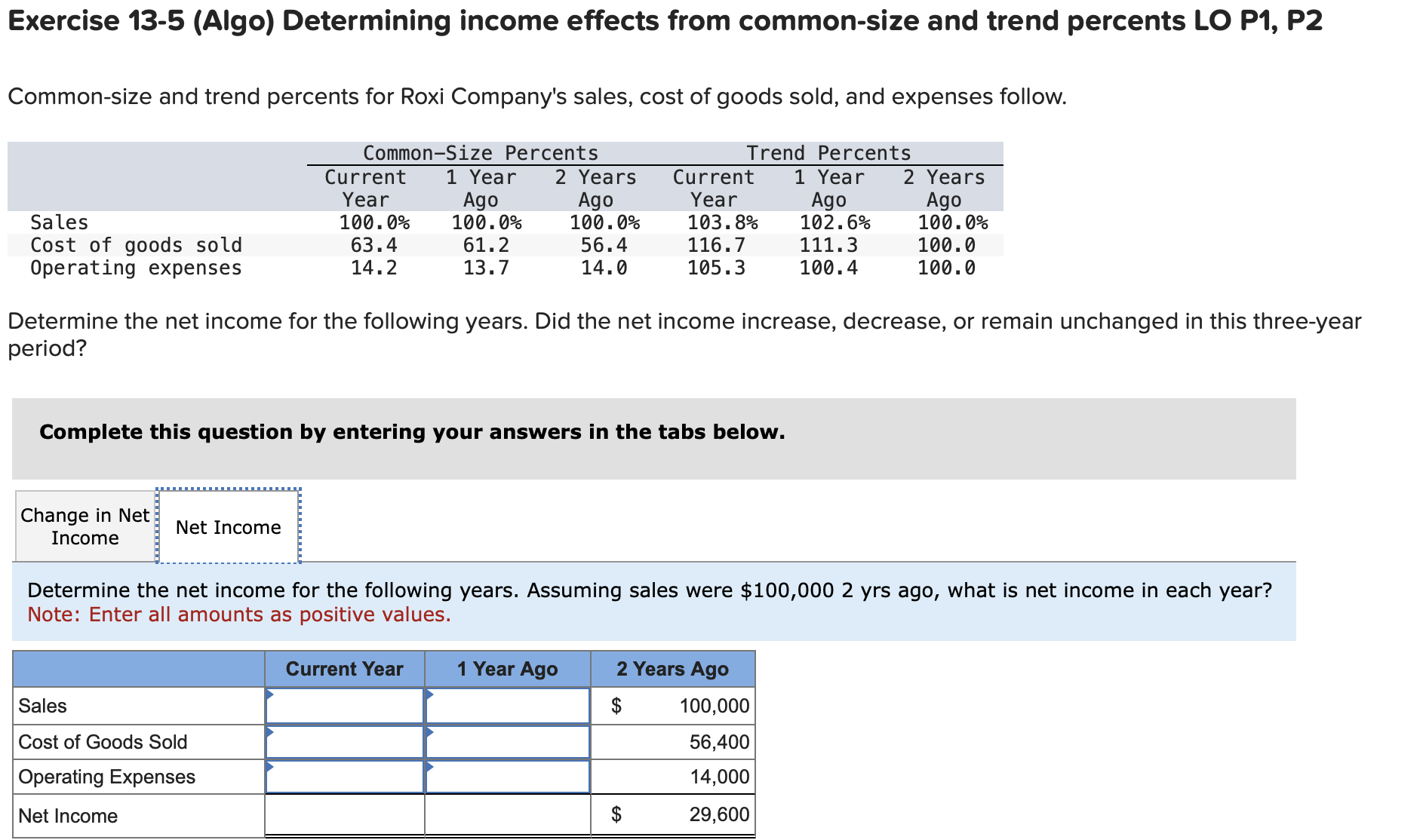 Solved Exercise 13-5 (Algo) ﻿Determining income effects from | Chegg.com
