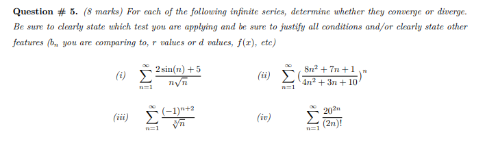 Solved Question \# 5. (8 marks) For each of the following | Chegg.com