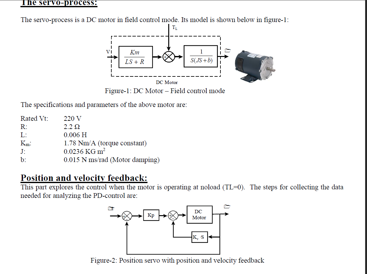 The servo-process: The servo-process is a DC motor in | Chegg.com