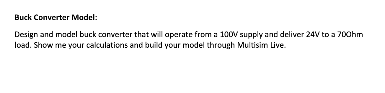Solved Please do the calculation for me for the Buck | Chegg.com