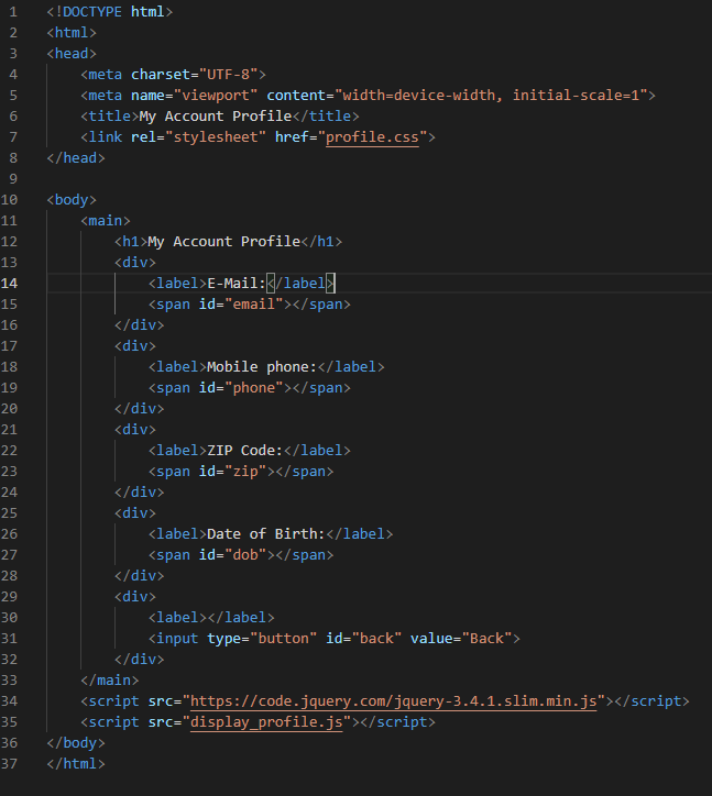 Solved Code Provided: display_profile.js "use | Chegg.com