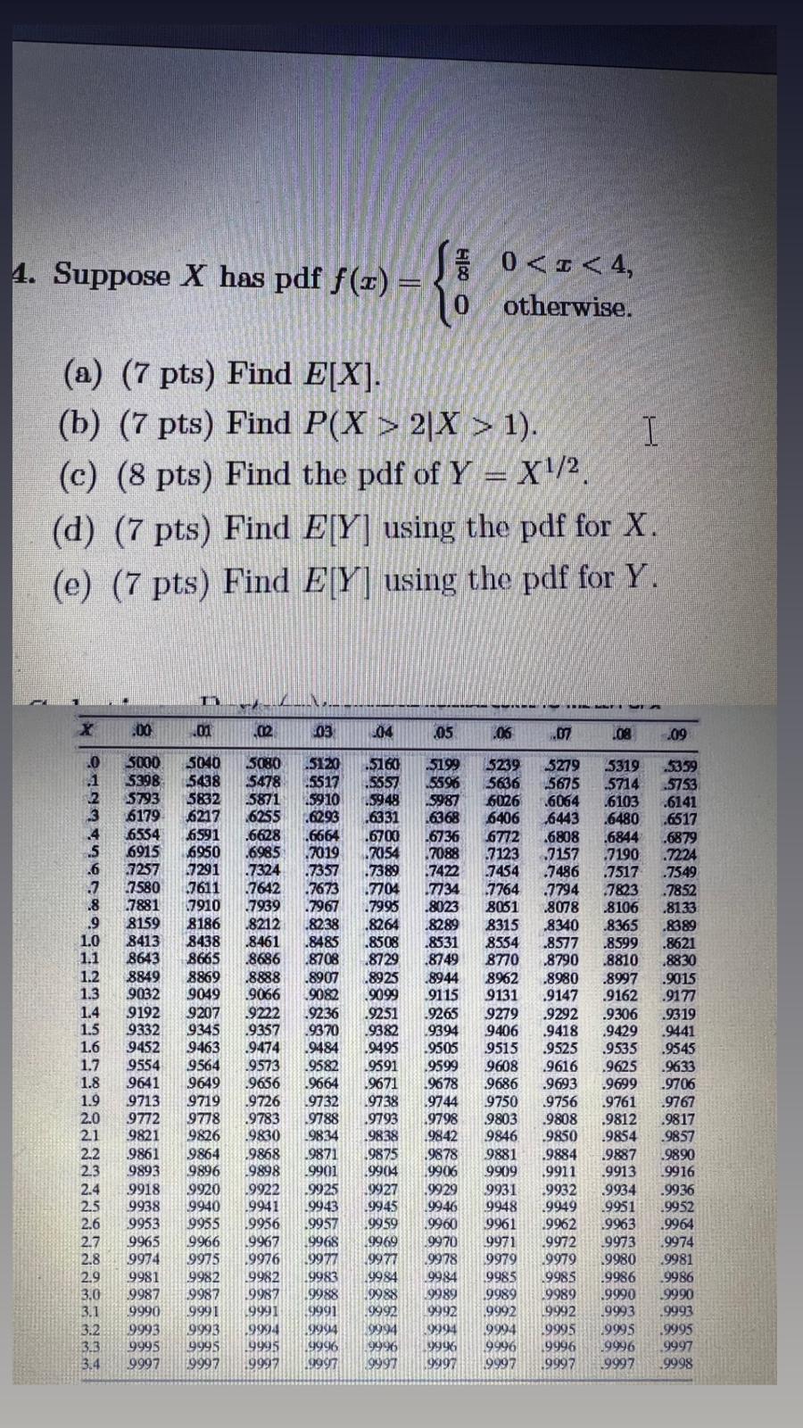 Solved Suppose X has pdf f(x) = {x 8 0