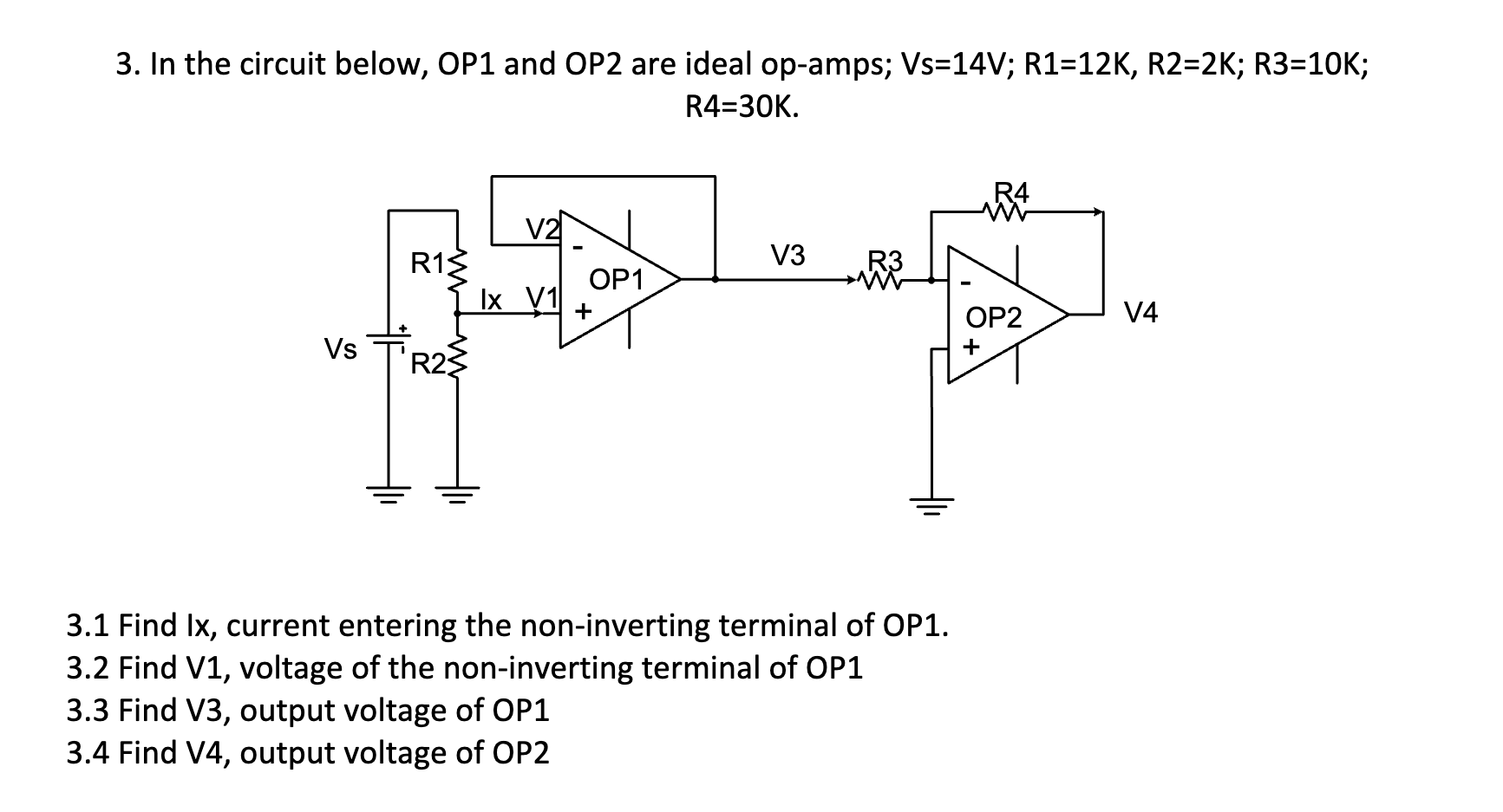 Solved 3. In the circuit below, OP1 and OP2 are ideal | Chegg.com