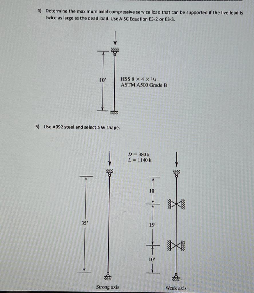 Solved 4) Determine the maximum axial compressive service | Chegg.com