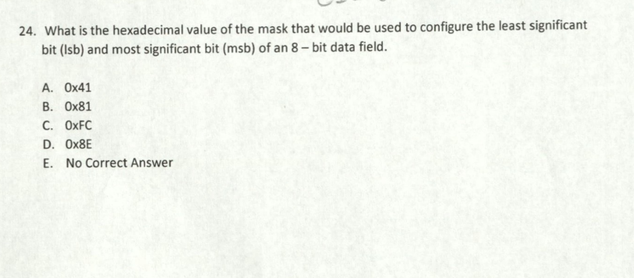 Solved 24. What is the hexadecimal value of the mask that | Chegg.com
