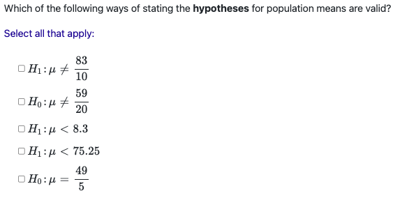 Solved Which of the following ways of stating the hypotheses | Chegg.com