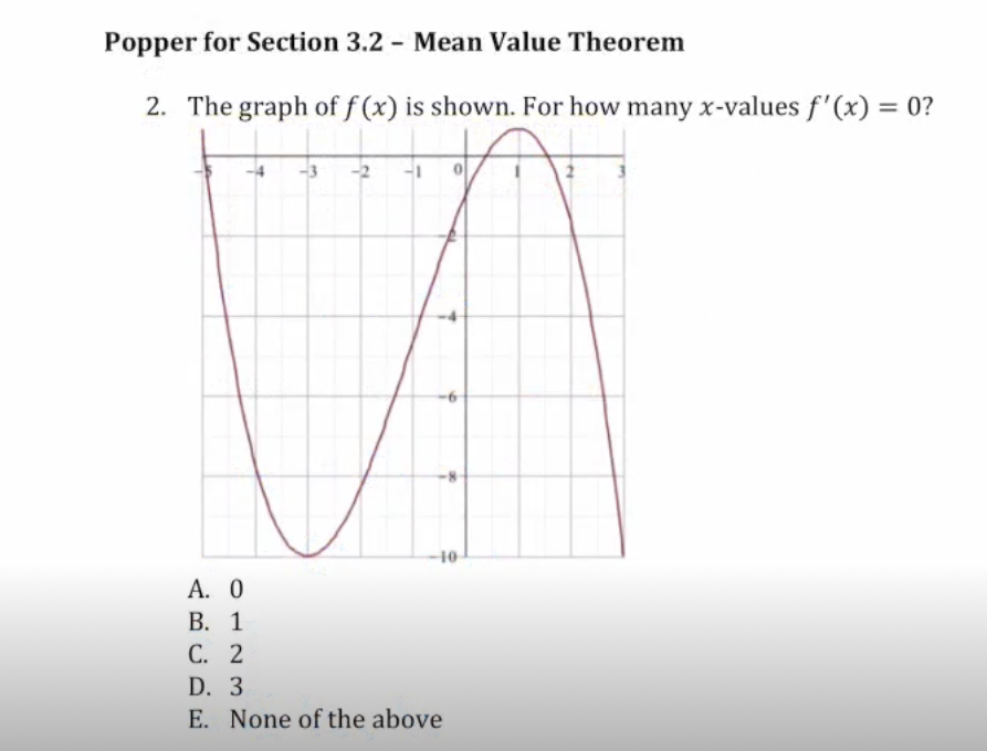 Solved Popper for Section 3.2 - ﻿Mean Value Theorem2. ﻿The | Chegg.com