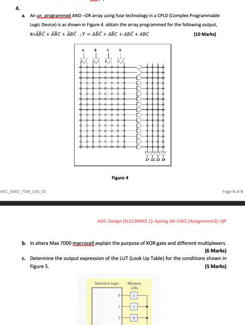 4. a. An un programmed AND OR array using fuse | Chegg.com