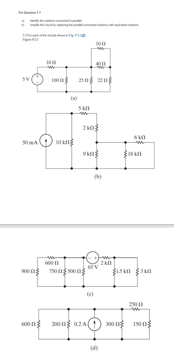 Solved For Question 3.3 a) identify the resistors connected | Chegg.com