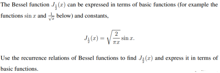 Solved The Bessel function Jį (2) can be expressed in terms | Chegg.com