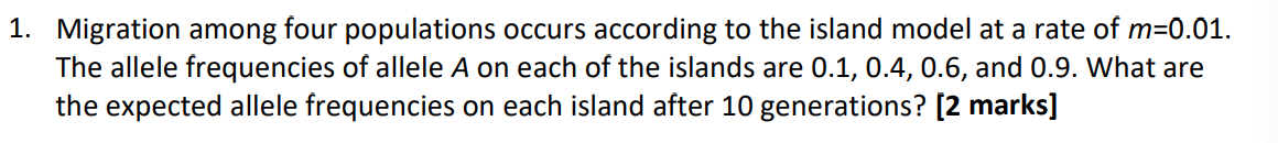 Solved Migration among four populations occurs according to | Chegg.com