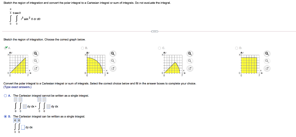 Solved Sketch the region of integration and convert the | Chegg.com