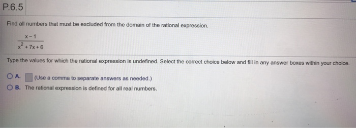 Solved P.6.3 Find all numbers for which the rational | Chegg.com