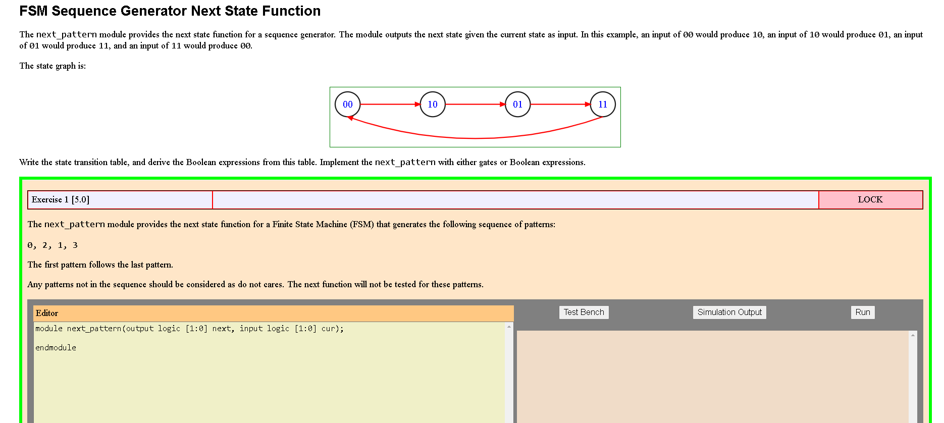 FSM Sequence Generator Next State Function The | Chegg.com