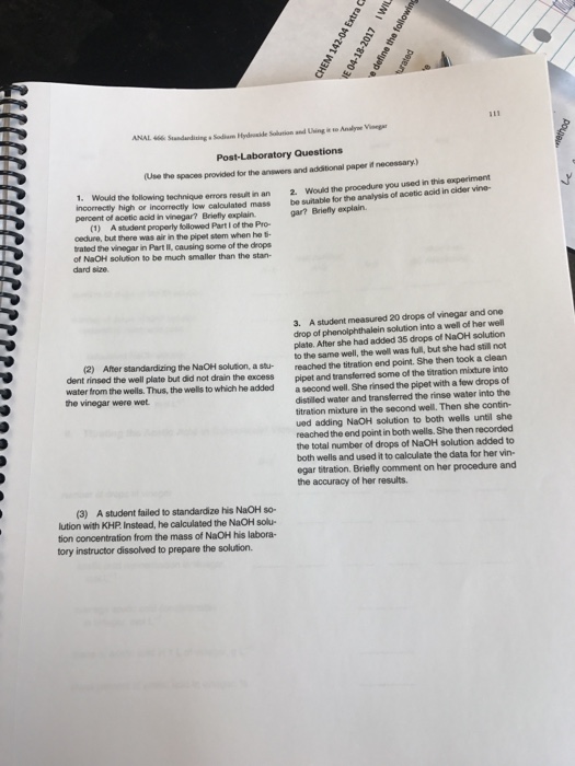 Solved Would the following technique errors result in an | Chegg.com
