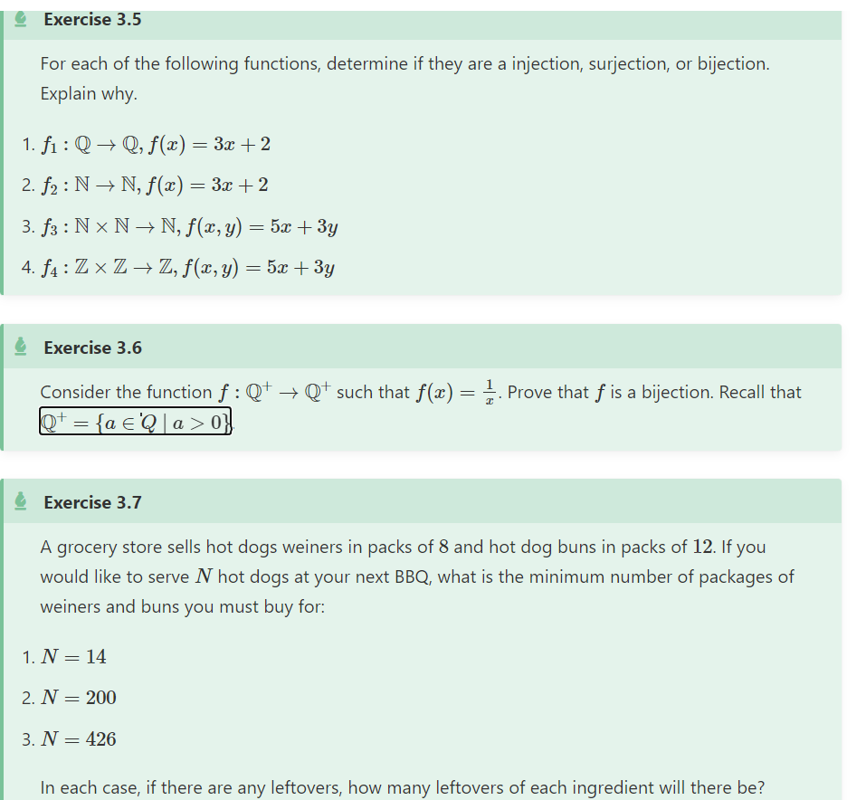 Solved For Each Of The Following Functions Determine If