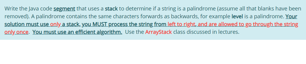Solved Write The Java Code Segment That Uses A Stack To 5638