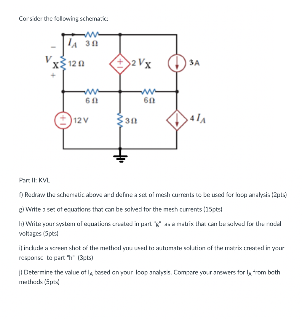 Solved Consider the following schematic: ΙΑ 3Ω x3122 +2 VX | Chegg.com