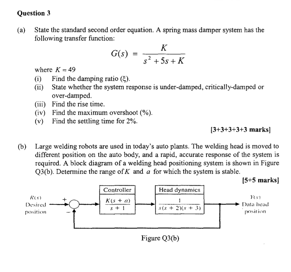 Solved Question 3 (a) State the standard second order | Chegg.com