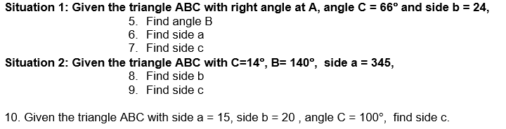 Solved Situation 1: Given the triangle ABC with right angle | Chegg.com