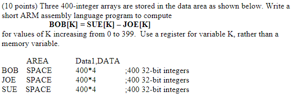 Solved (10 points) Three 400-integer arrays are stored in | Chegg.com
