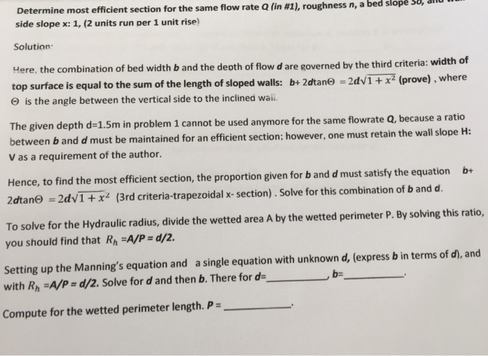 Solved Determine most efficient section for the same flow | Chegg.com