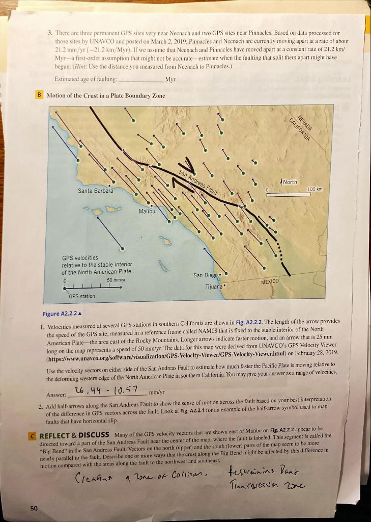 Solved Plate Motion and the San Andreas Fault Activity 2.2 | Chegg.com