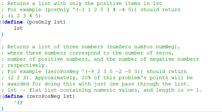 Solved ; Returns a list with only the positive items in lst | Chegg.com